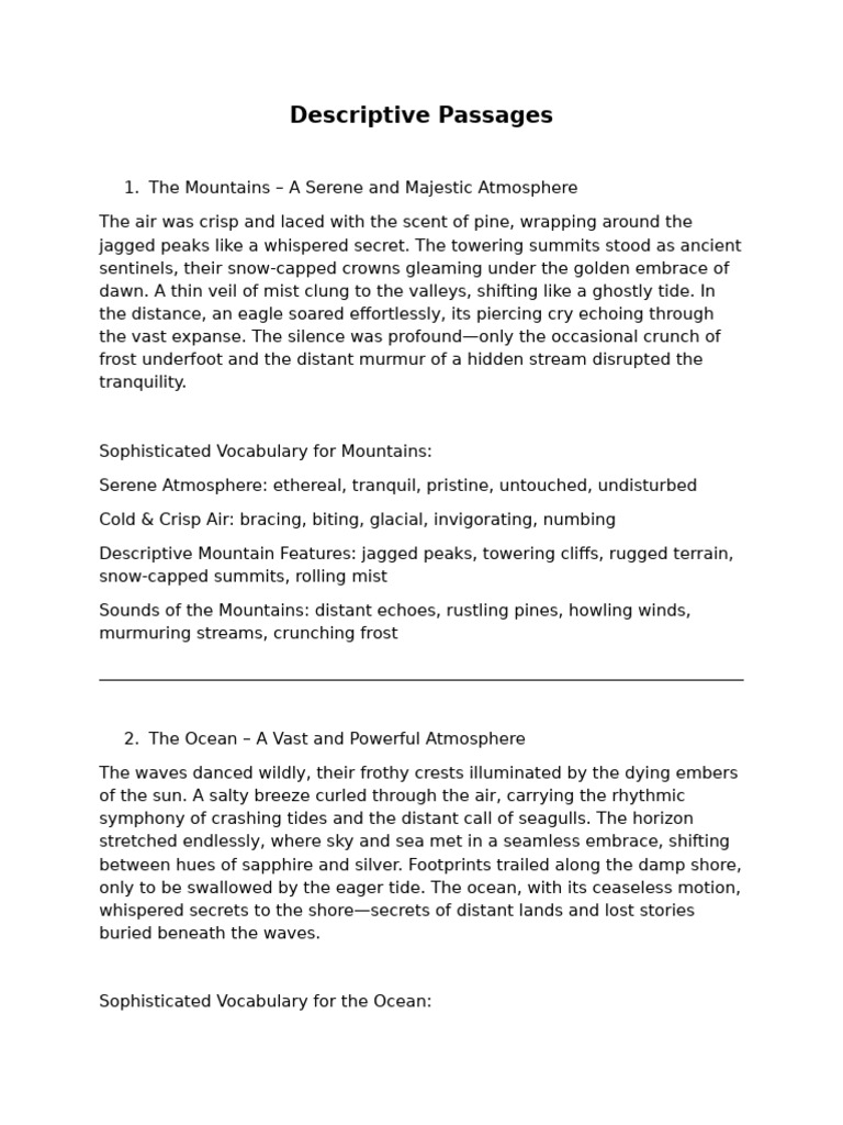 Descriptive Writings in Para for Different Topics | PDF | Rain