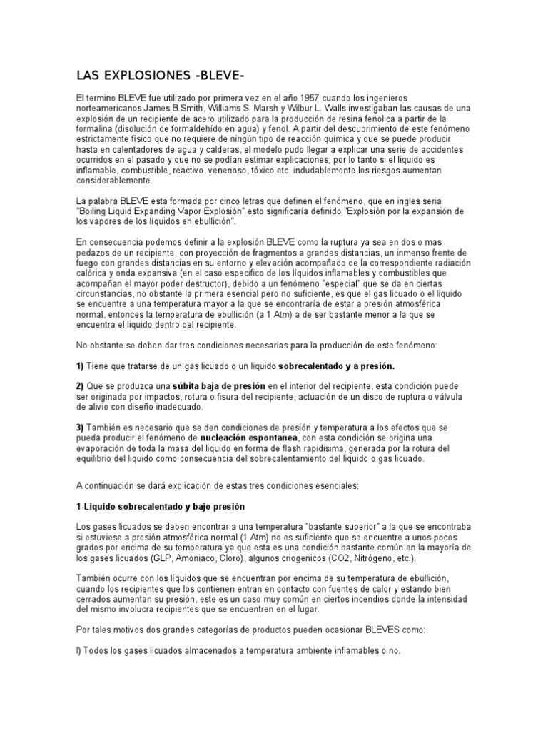 BLEVE | PDF | Líquidos | Gases