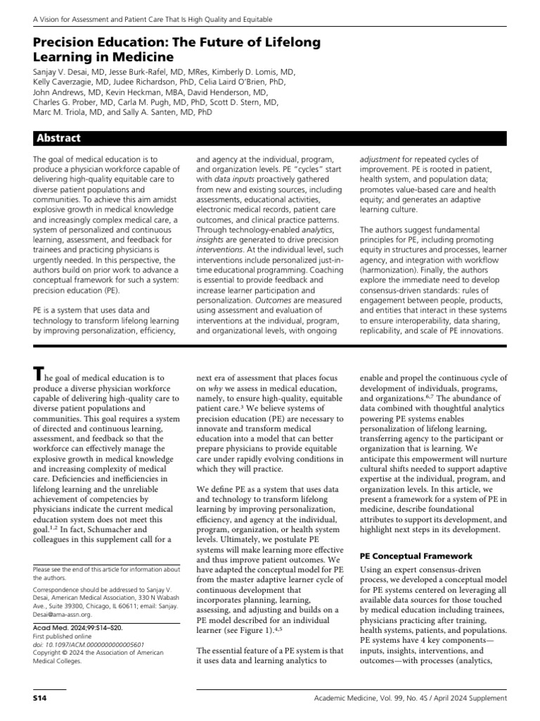 Precision Education in Medical Training | PDF | Medical Education ...