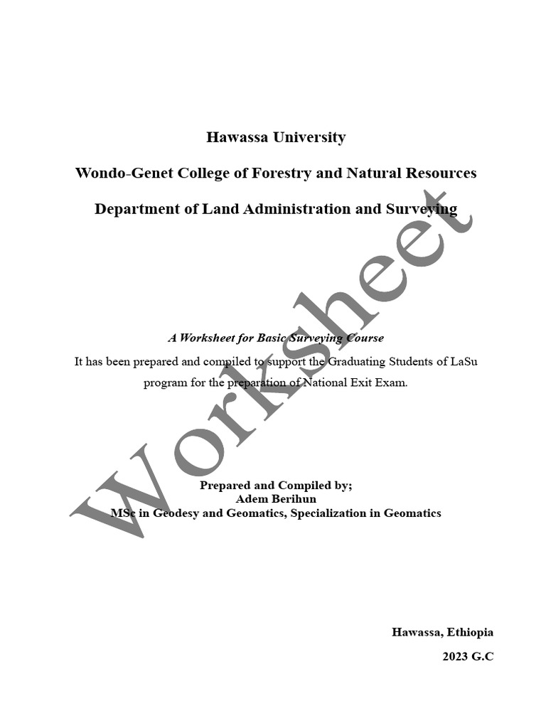 Basic Surveying Course Worksheet | PDF | Surveying | Geodesy