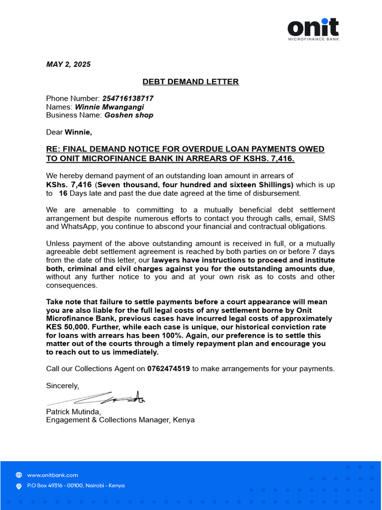 Example 3of Demand Letter | PDF