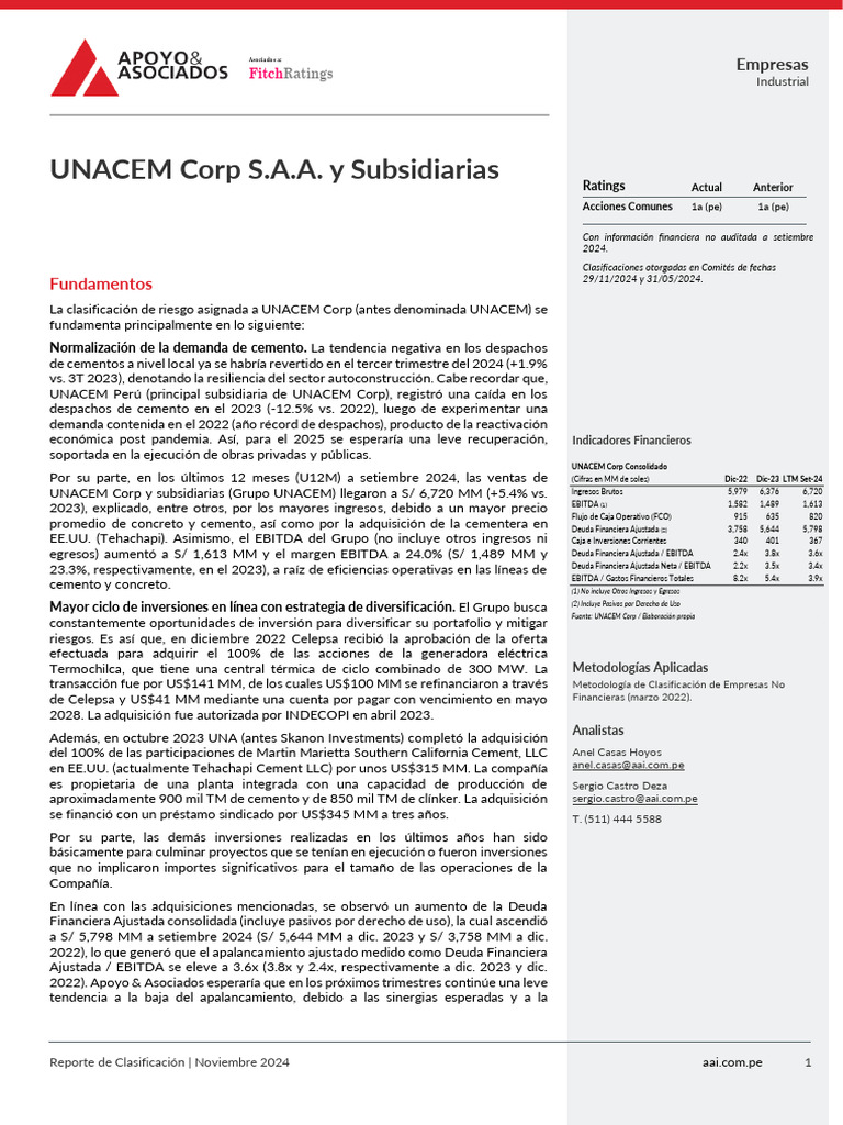 UNACEM Corp Set 24 | PDF | Business | Perú