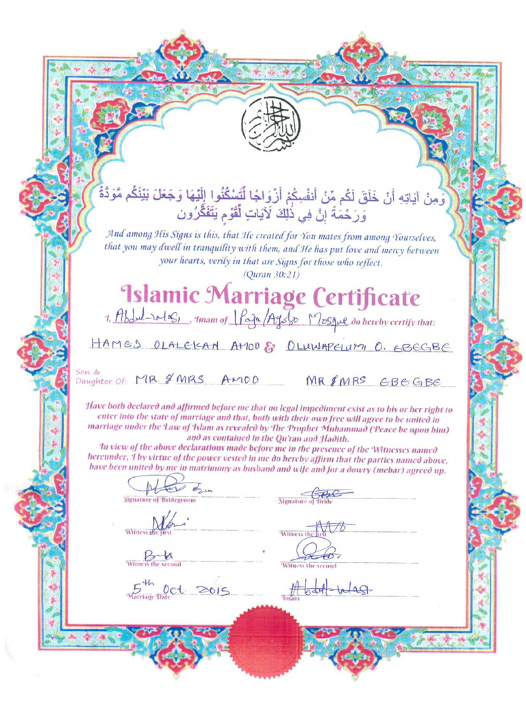 Marriage Cert | PDF