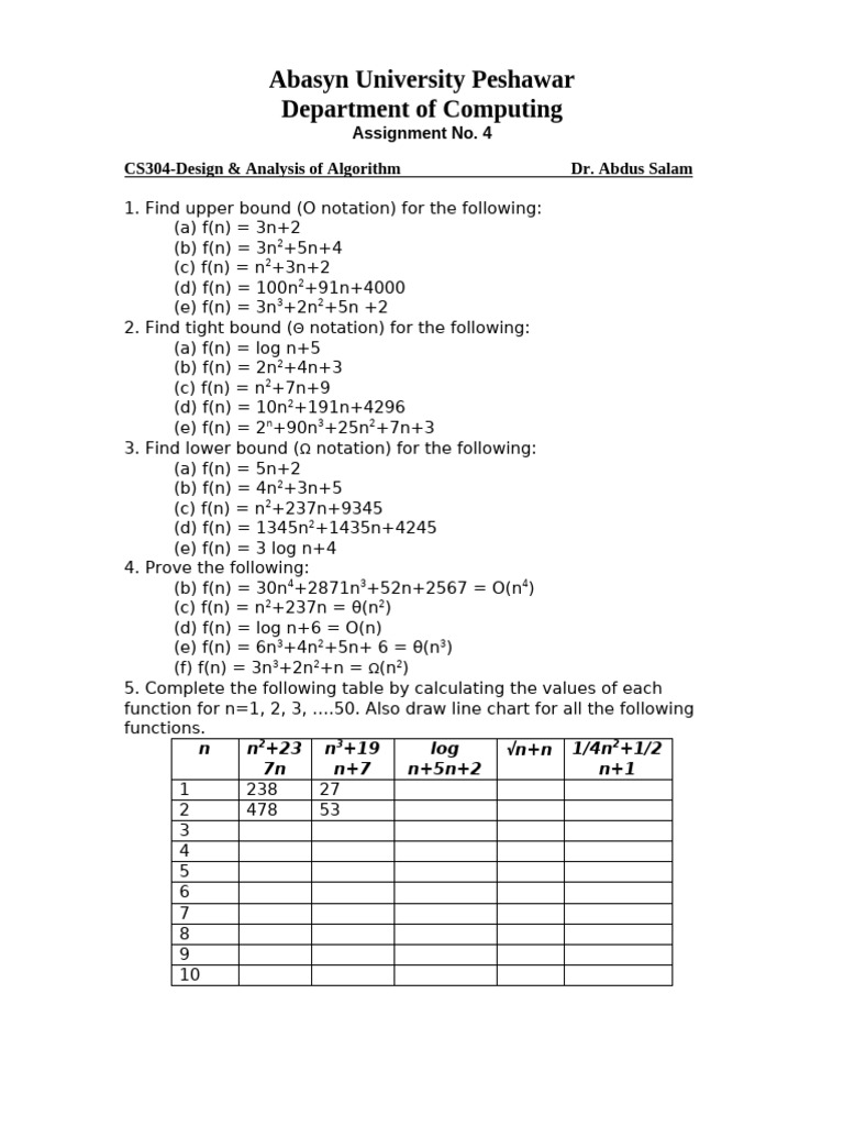 Assignment-4 (Asymptotic-2) | PDF