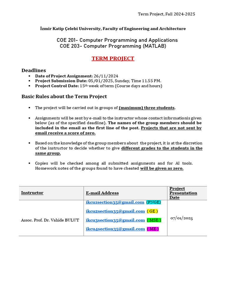 COE201 COE203 Project 24 25 Fall | PDF | Computer Program | Programming