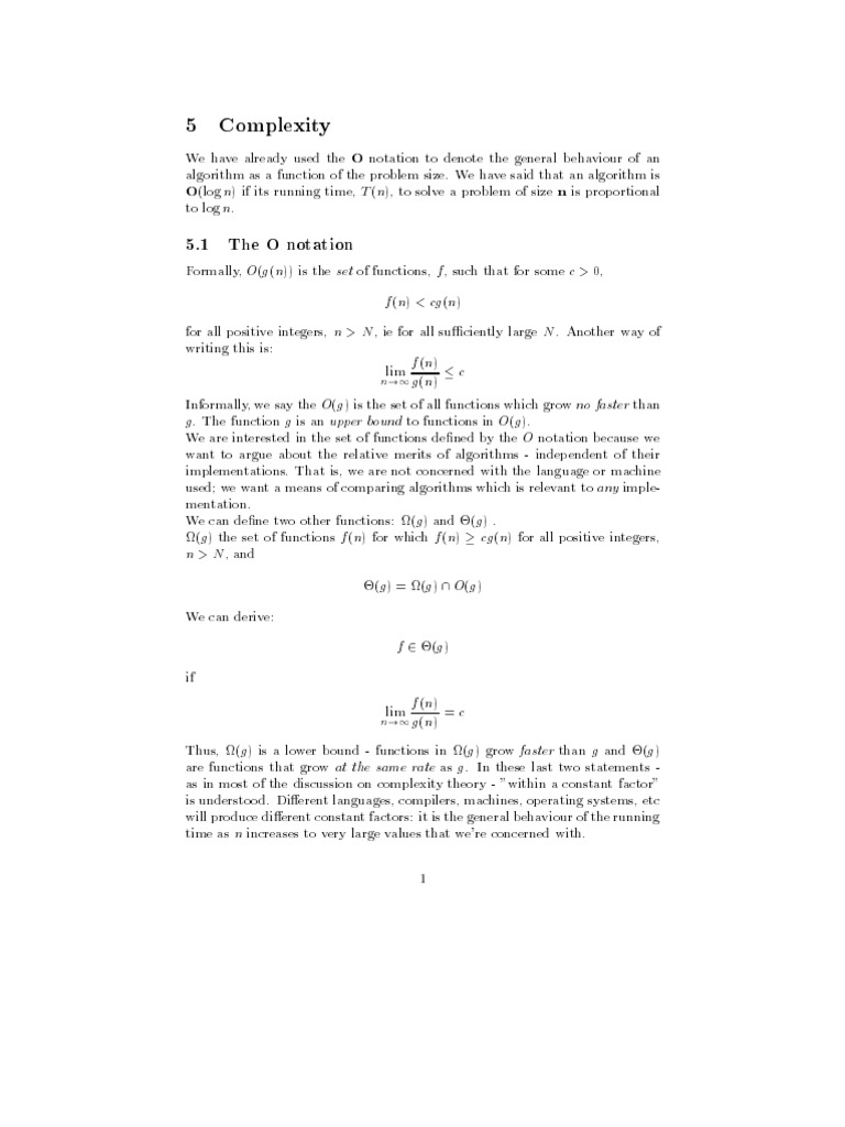 5 Complexity 5 1 The O Notation Pdf Time Complexity Computational Complexity Theory