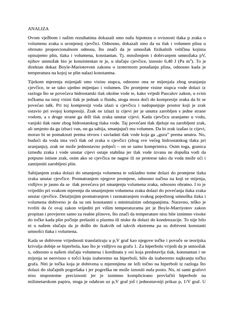 ANALIZA RADA PLINSKI ZAKONI FIZIKA | PDF