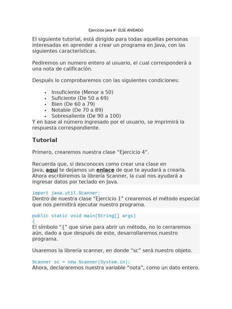 Ejercicios Java IF | PDF | Java (lenguaje de programación) | Programación de computadoras