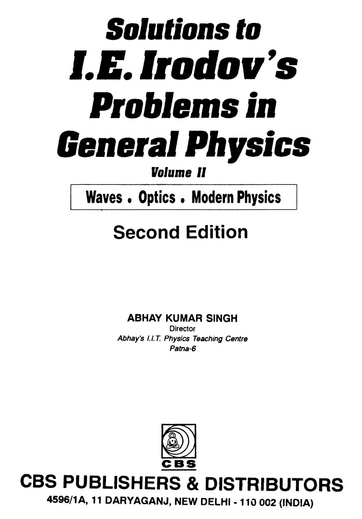 Problems in General Physics (I. E. Irodov) - Solutions Manual (2) 1998 | PDF