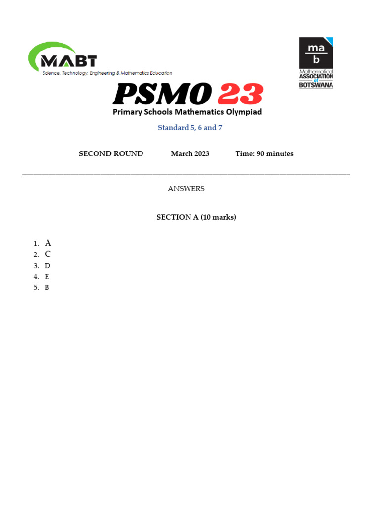 PSMO Second Round Solutions 2023 | PDF | Area | Elementary Geometry