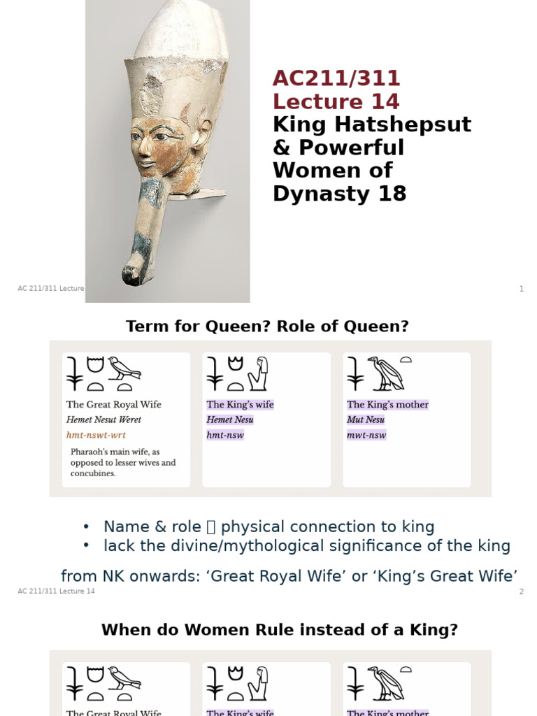 Lecture 14 Hatshepsut | PDF | Hatshepsut | Ancient Egypt