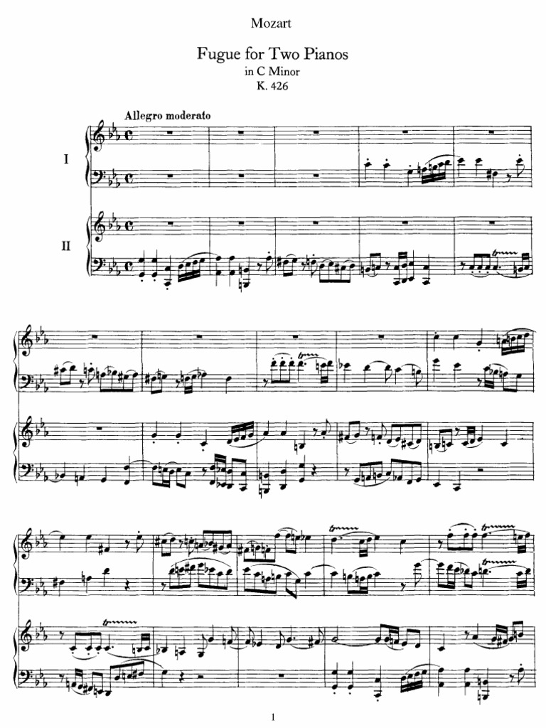 Fugue For 2 Pianos in C, K 426 (2 Piano) | PDF