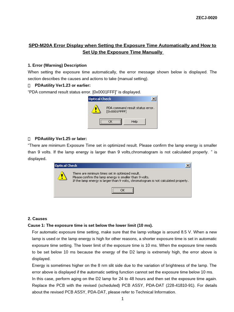 SPD-M20A Exposure Time Setup Guide | PDF | Exposure (Photography ...