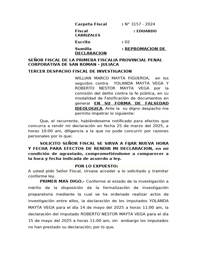 reprogramacion declaracion | PDF