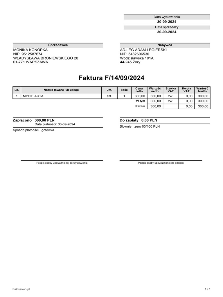 Faktura F 14 09 2024 | PDF