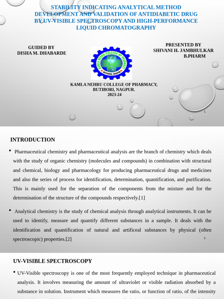 Final Ppt of Mpharm Project2024 - Copy | PDF | High Performance Liquid Chromatography ...