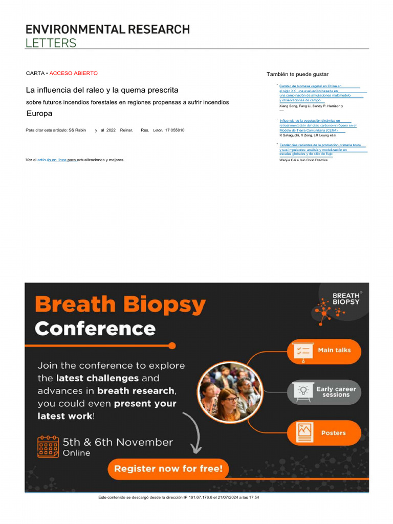 The Influence of Thinning and Prescribed Burning On Future Forest Fires in Fireprone Regions of ...