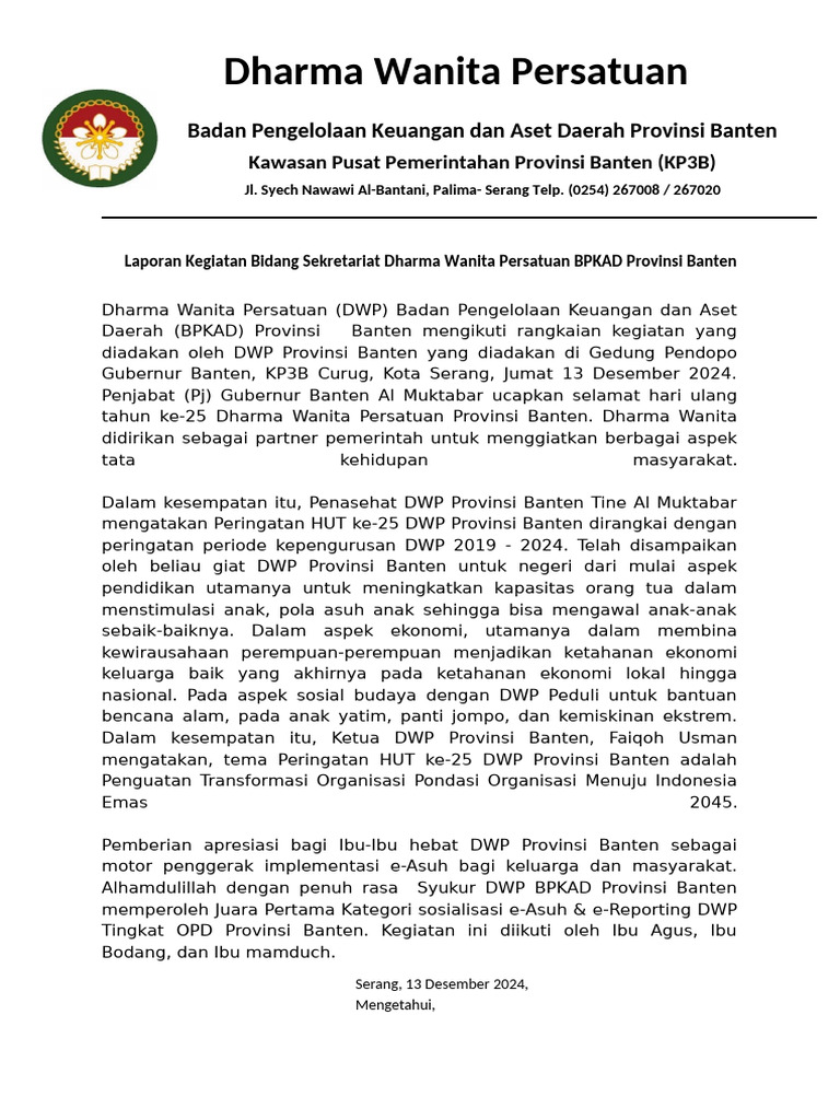 13.12.2024 Undangan HUT DWP KE 25 Di Gedung Pendopo Gubernur Banten | PDF