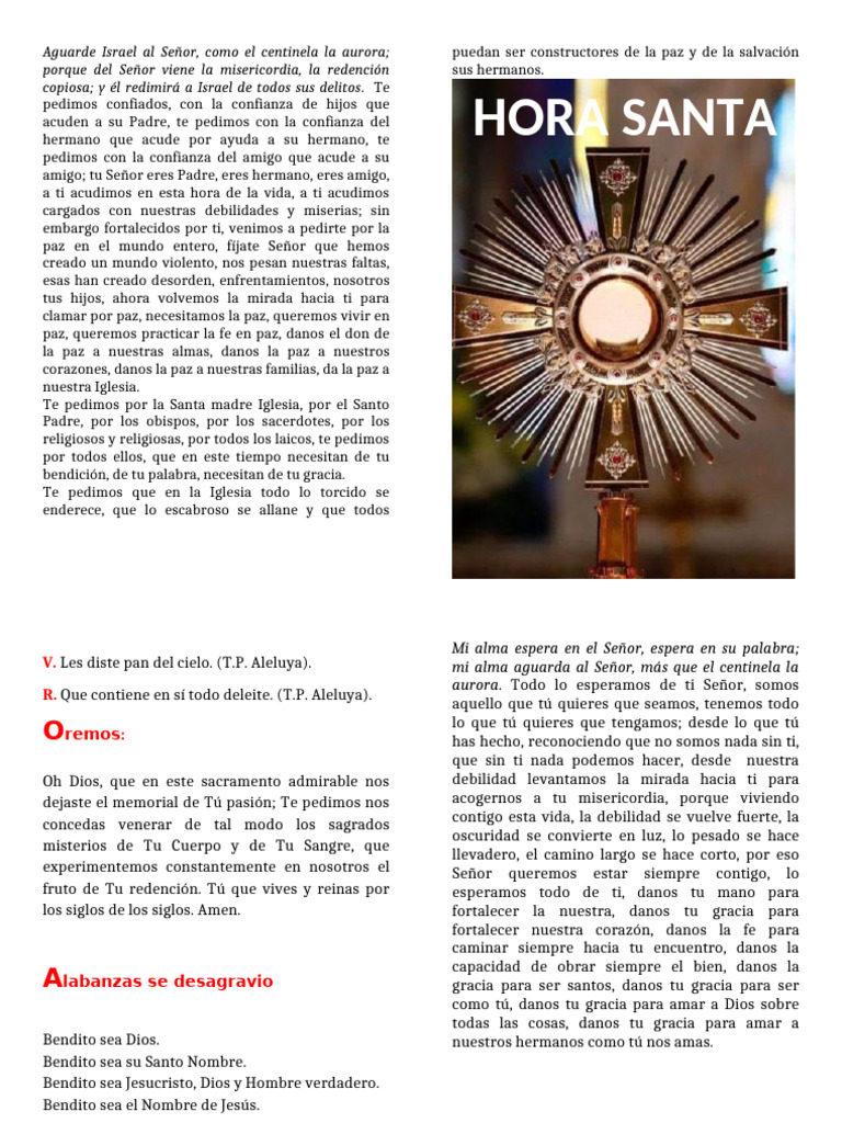 Hora Santa | PDF | eucaristía | Teología