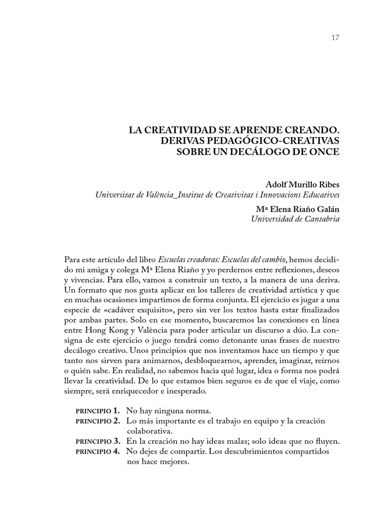 La Creatividad Se Aprende Creando - Principios | PDF | Creatividad | Aprendizaje