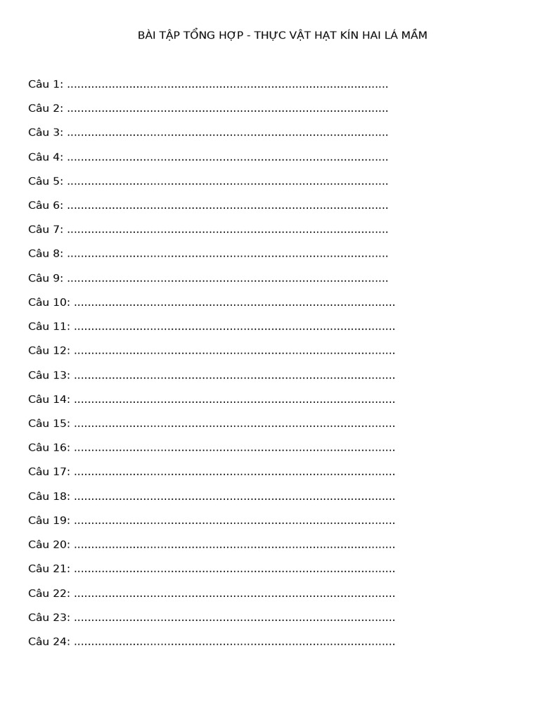 40 Cau Hoi Thuc Vat Hai La Mam | PDF