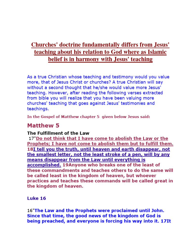 Microsoft Word - Concept of One God 2 | PDF | Jesus | Trinity