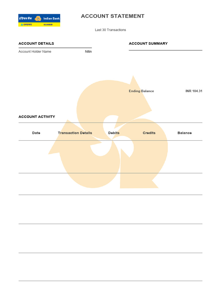Nitin's Recent Bank Transactions | PDF | Debits And Credits | Reserve ...