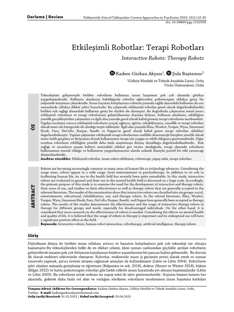 8 - ETKİLEŞİMLİ ROBOTLAR - TERAPİ ROBOTLARI - Crdownload | PDF