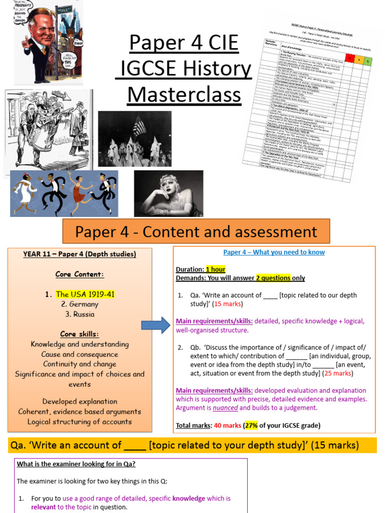 Paper 4 History - Cie Masterclass | PDF | Prohibition | United States ...