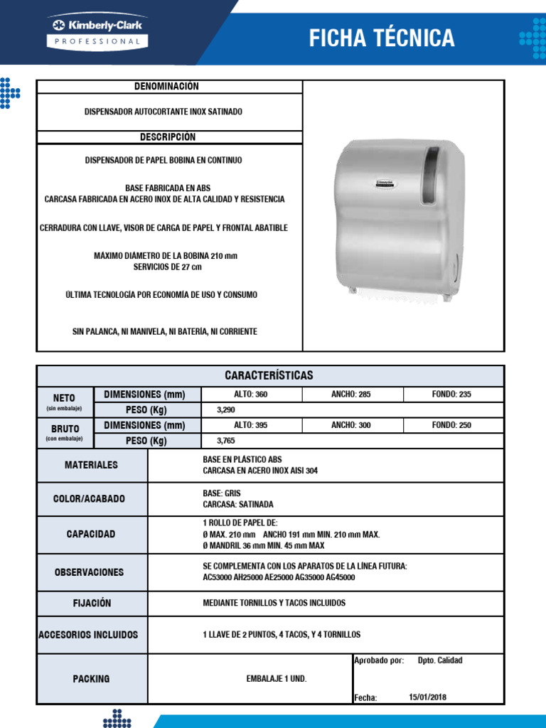 Ficha técnica-92278-Autocut-Kleenex | PDF