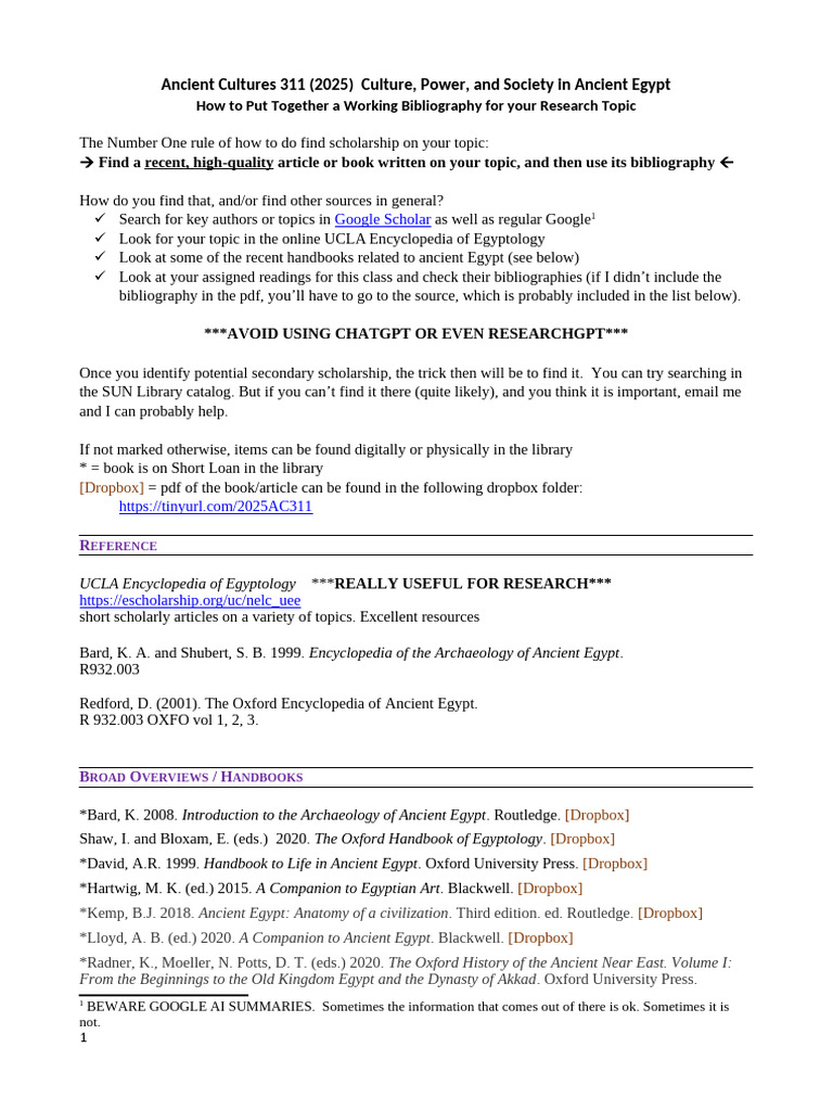 Researching Ancient Egypt: A Guide | PDF | Bibliography