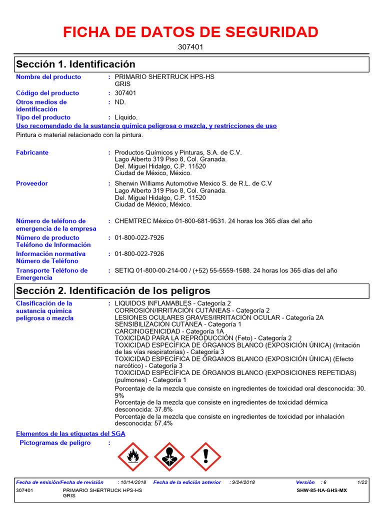 SDS - Spanish (MEXICO) - MX | PDF | Toxicidad | Agua