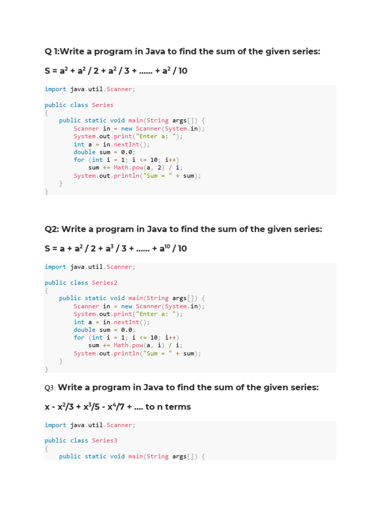 Java Series Sum Programs | PDF