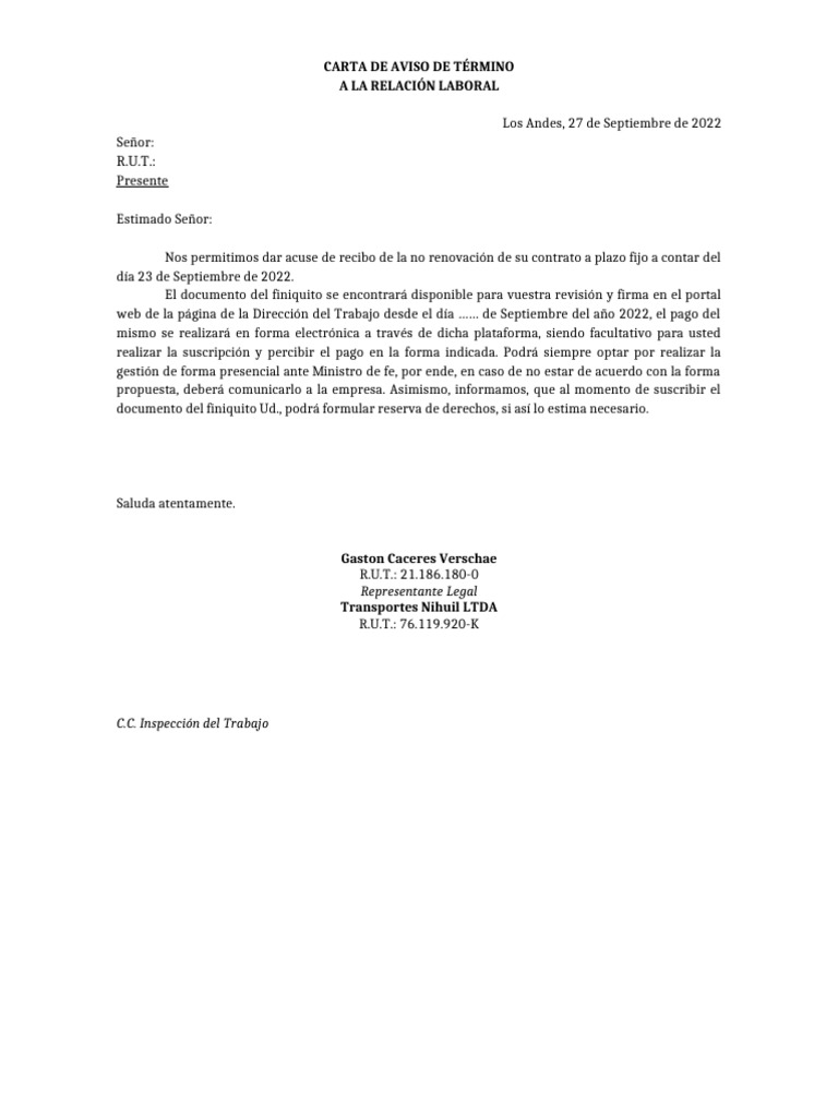 Carta Aviso Pdf