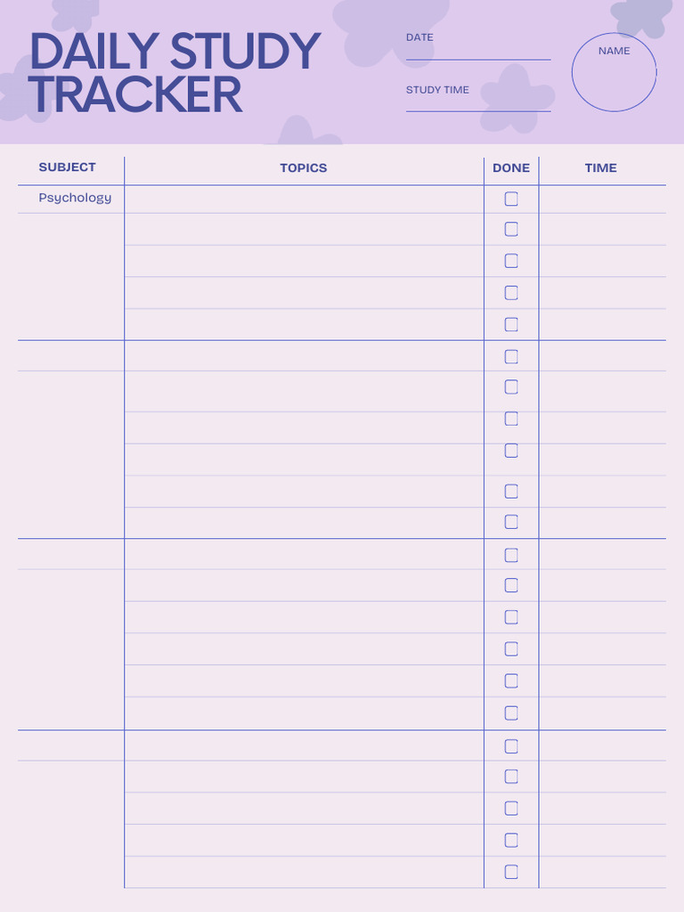 Purple Cute Playful Daily Study Planner | PDF