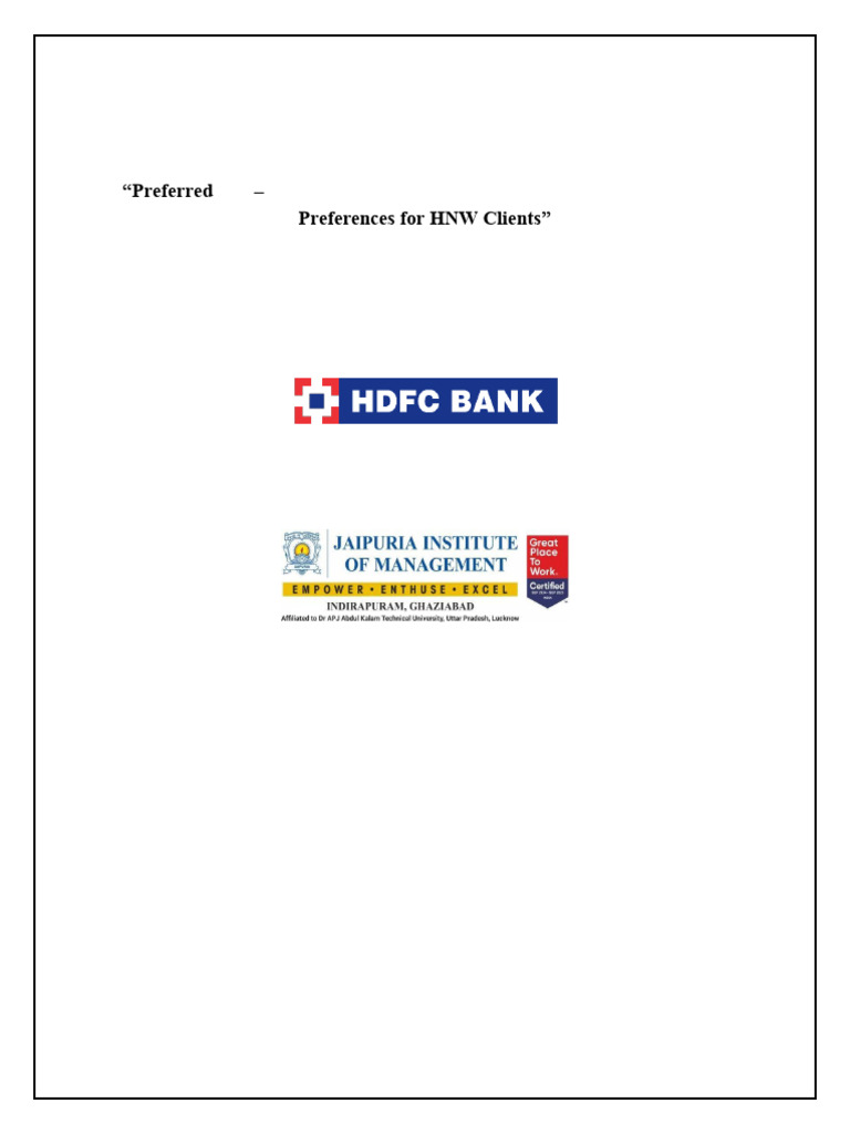 HDFC Internship Aman | PDF | Customer Relationship Management | Banks