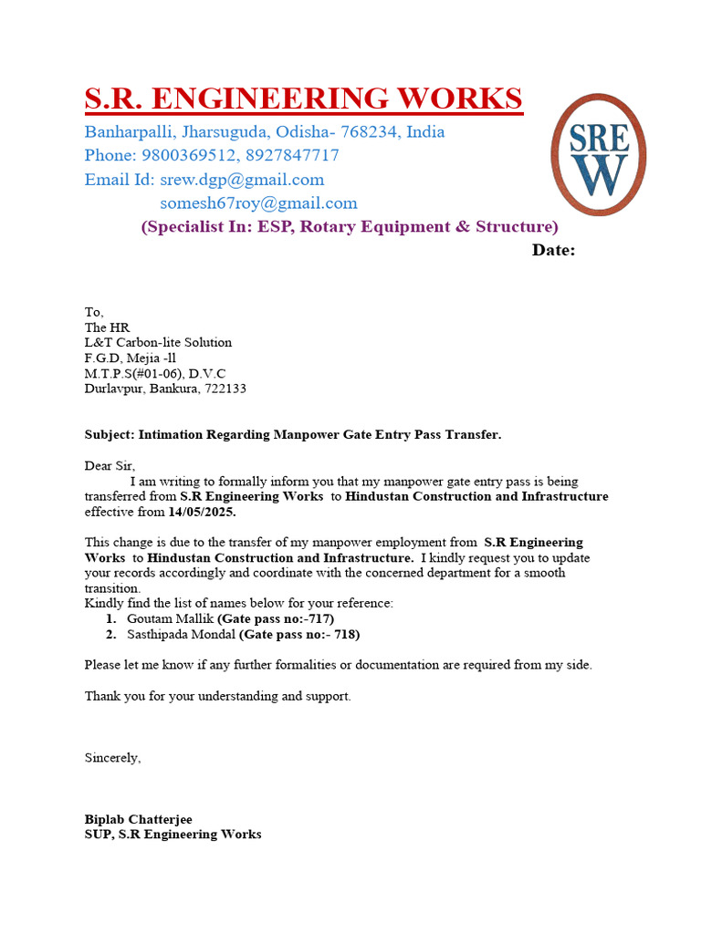 Gate Pass Transfer | PDF