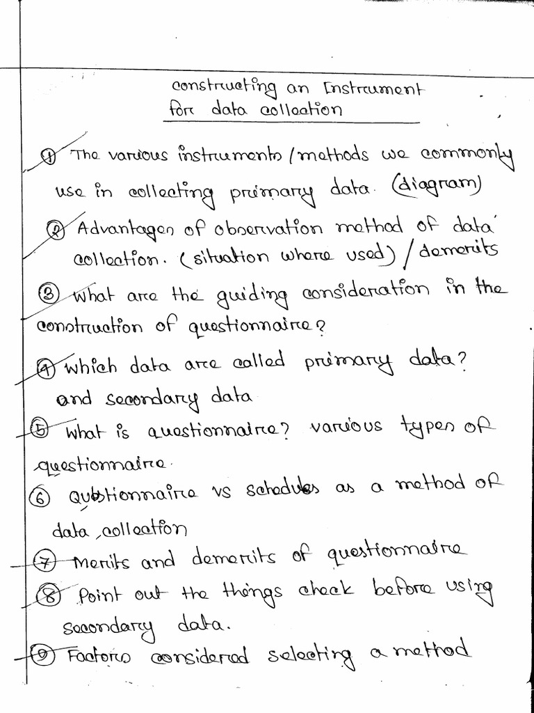 Instrument For Data Collection | PDF