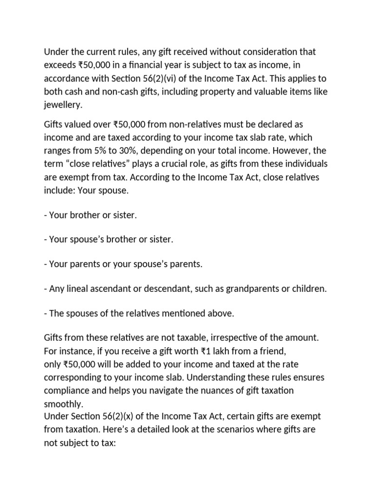 Gift Tax Rules and Exemptions in India | PDF | Tax Exemption | Taxes