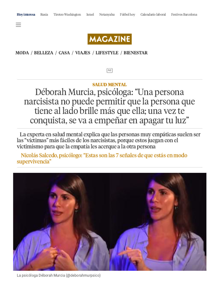 Déborah Murcia, Psicóloga - Una Persona Narcisista No Puede Permitir Que La Persona Que Tiene Al ...