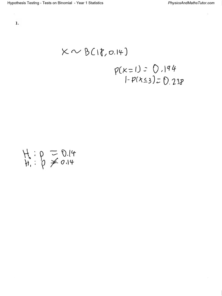 Hypothesis Testing - Tests On Binomial QP | PDF | Statistical ...