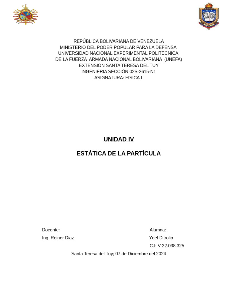 Unidad Iv Fisica I. Estatica de La Particula | PDF | Fricción | Fuerza