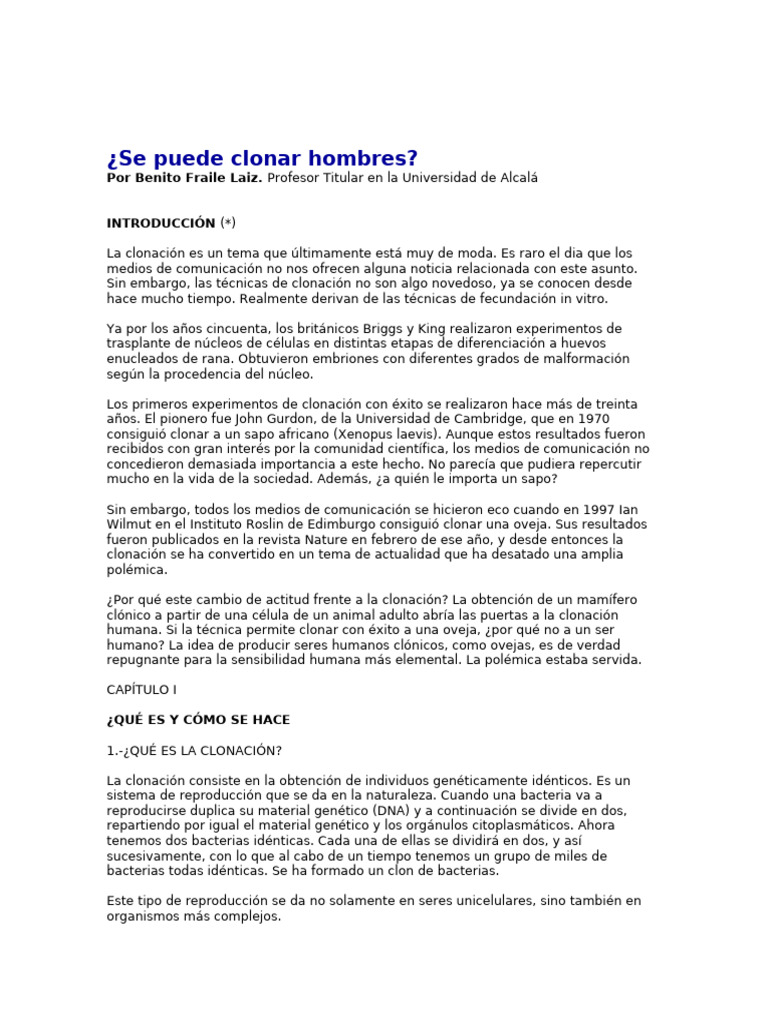 Se Puede Clonar Hombres | PDF | Clonación | Reproducción