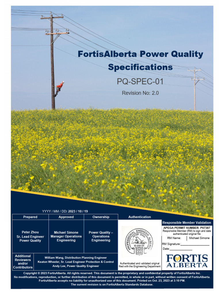 Fortisalberta Power Quality Spec | PDF | Electricity | Electric Power