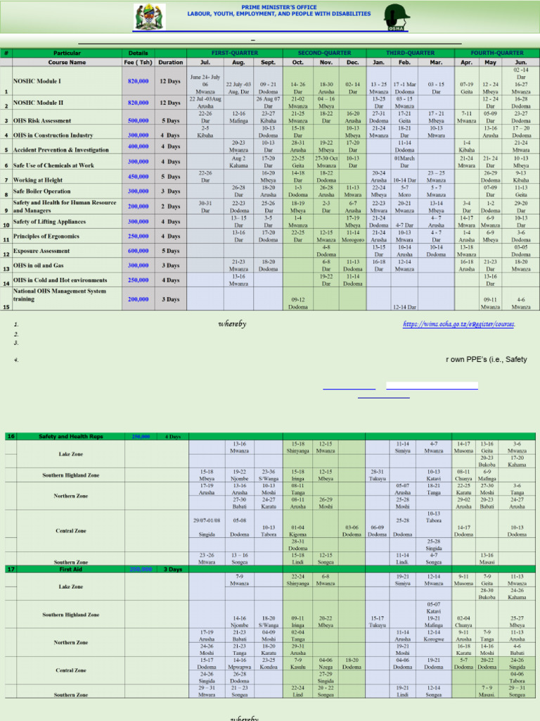 Official 2024 To 2025 Annual Training Calendar | PDF | Labor | Business