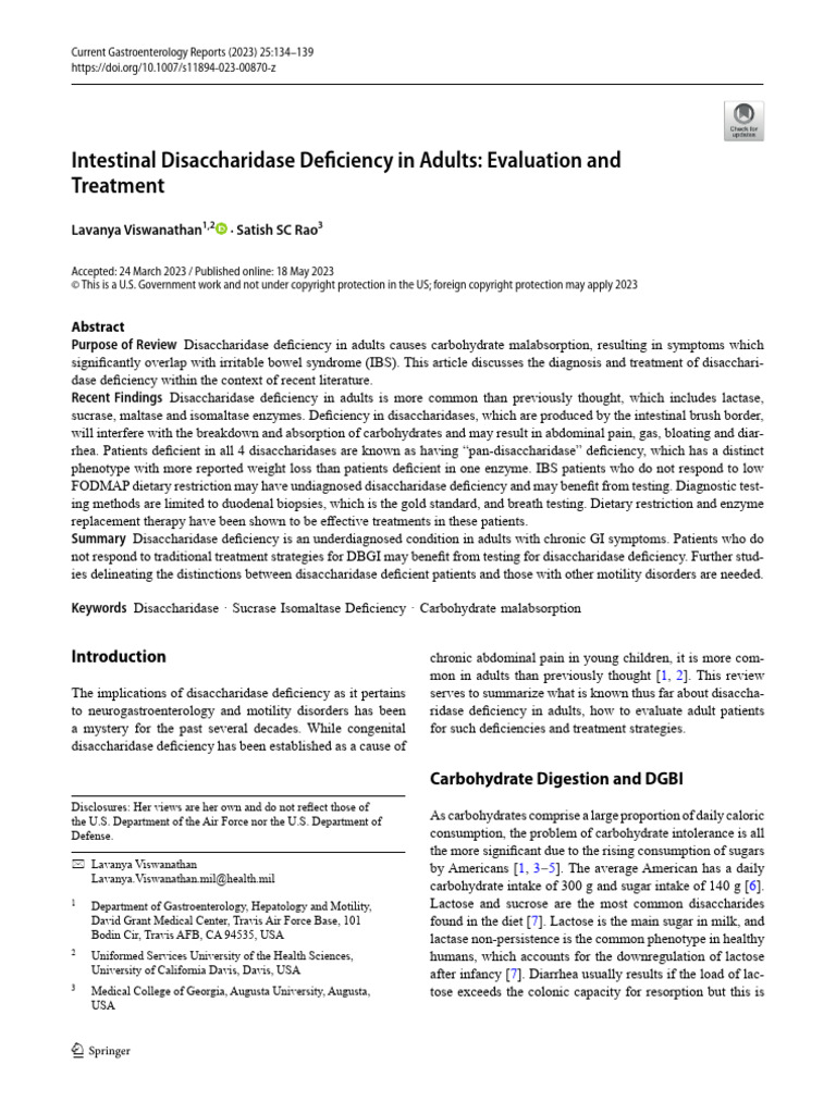 Disaccharidase Deficiency in Adults: Insights | PDF | Gastroenterology ...