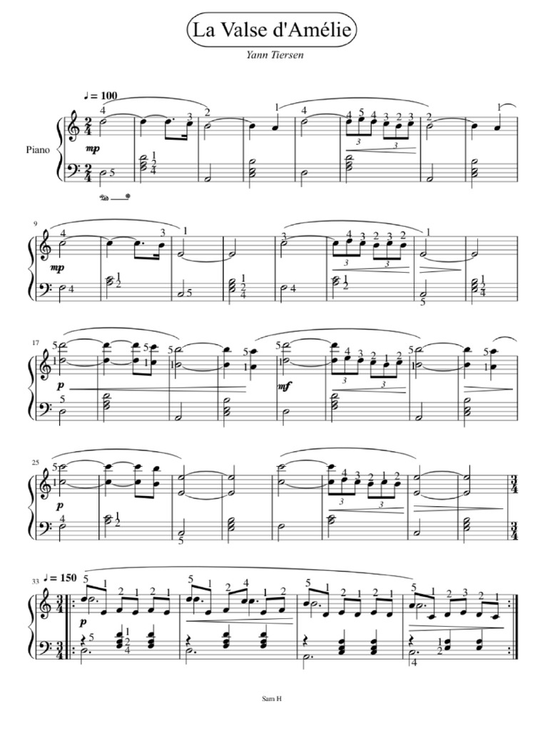 La Valse D'am Lie (Original Version) Yann Tiersen | PDF