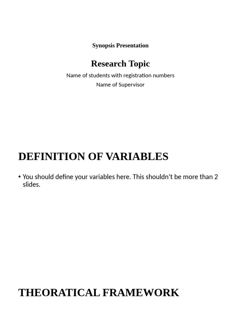 Synopsis Presentation Template | PDF