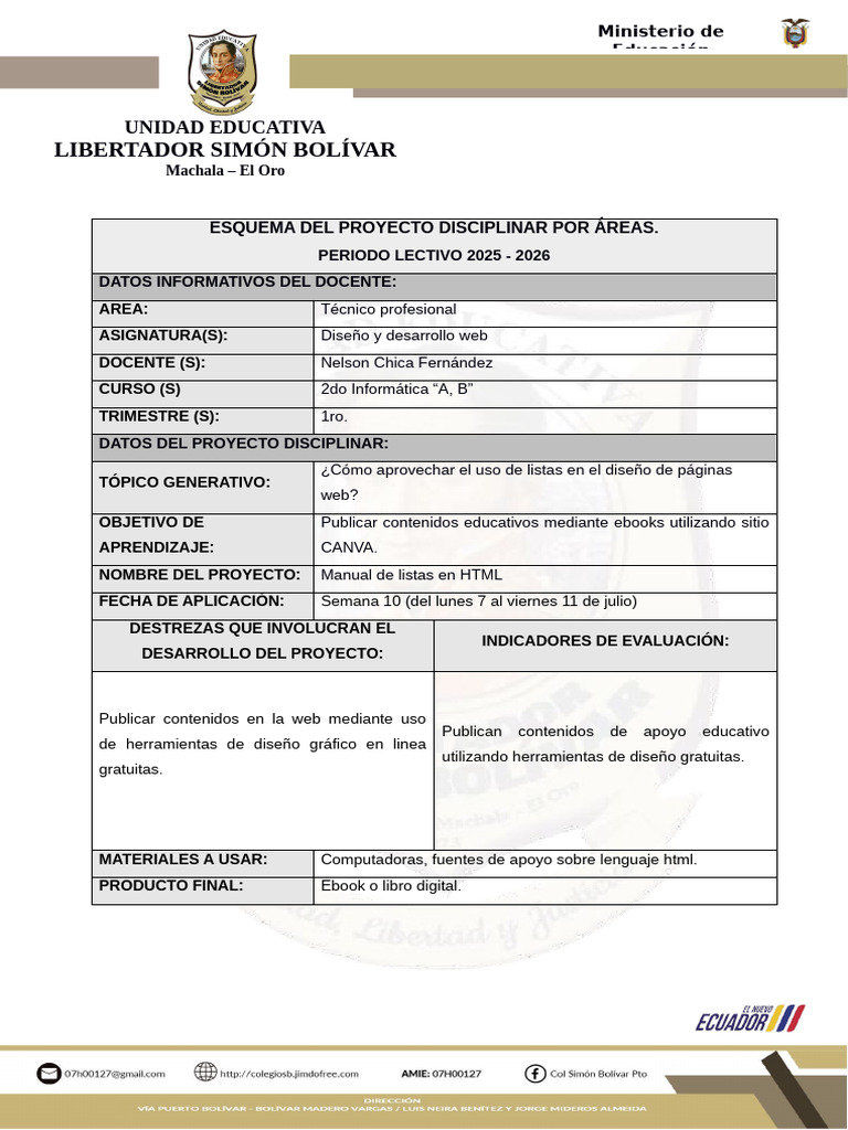 Proyecto Disciplinar Nelson Diseño 2do Ab Trim 1 2 2025 | PDF | Red ...