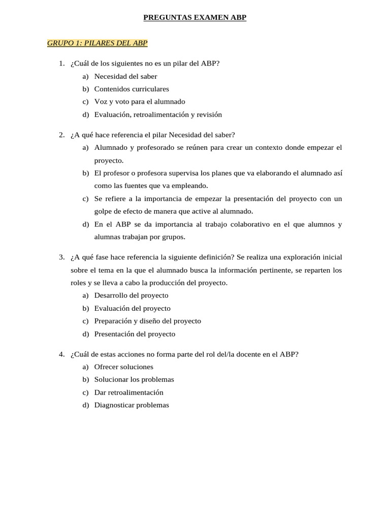 Examen Abp | PDF | Las emociones | Aprendizaje